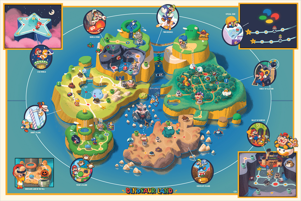 "Dinosaur Land Map" by Glen Brogan - Hero Complex Gallery
