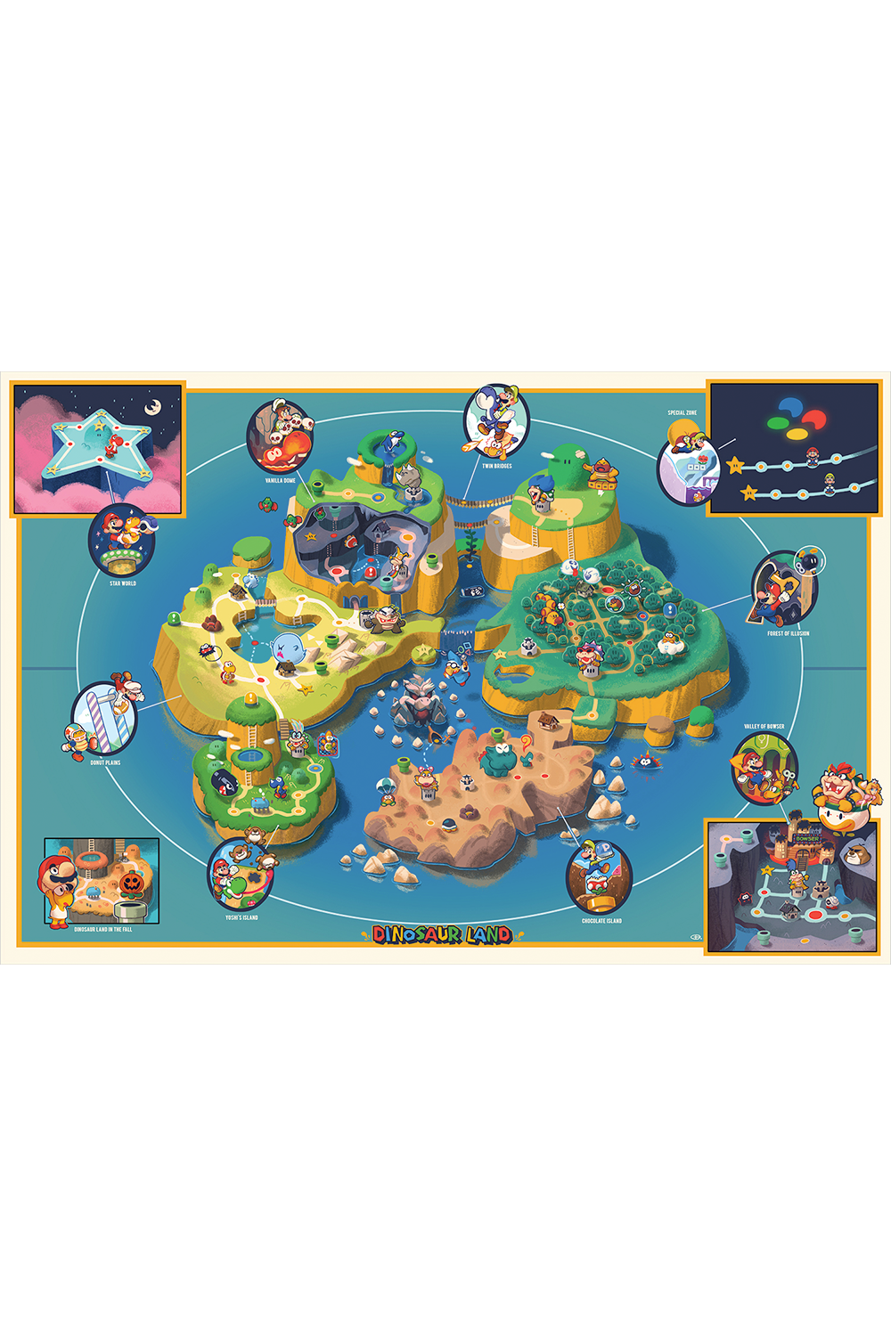 "Dinosaur Land Map" by Glen Brogan - Hero Complex Gallery